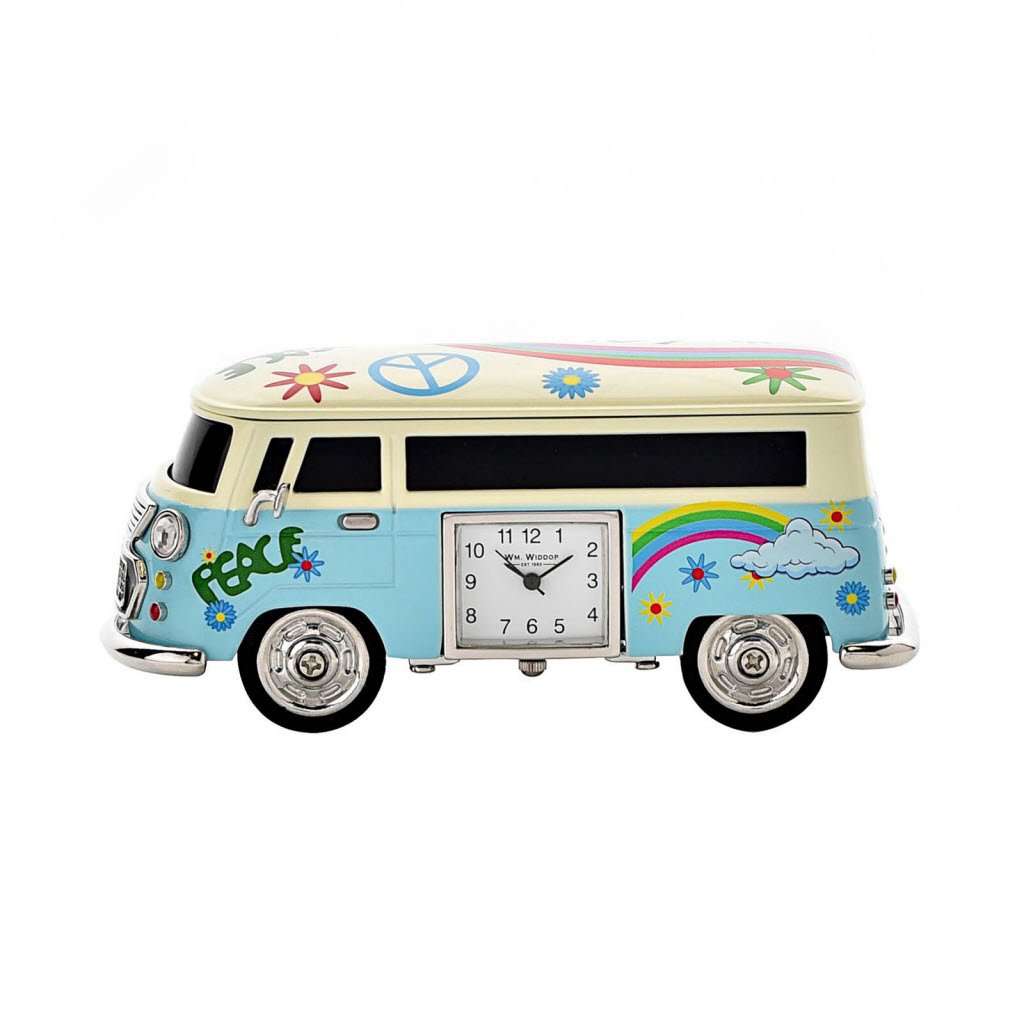 Campervan miniature clock by William Widdop - blue